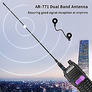 BaoFeng UV-82 High Power BaoFeng Radio Ham Radio Dual PTT Dual Band Portable Walkie Talkies with Extra Earpiece, AR-771 Antenna
