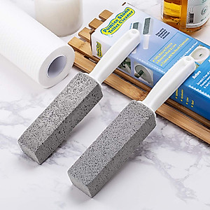 2 Pack Toilet Cleaner Hard Water Build up Remover with Ergonomic Handle, Toilet Bowl Stain Ring Remover, Pumice Stone Toilet Cleaner Tool Stain Hard Water Ring Remover for Toilet, Pool, Bathroom, Sink