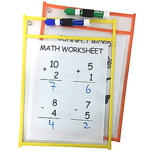 Clipco Dry Erase Pocket Sleeves Assorted Colors (6-Pack)