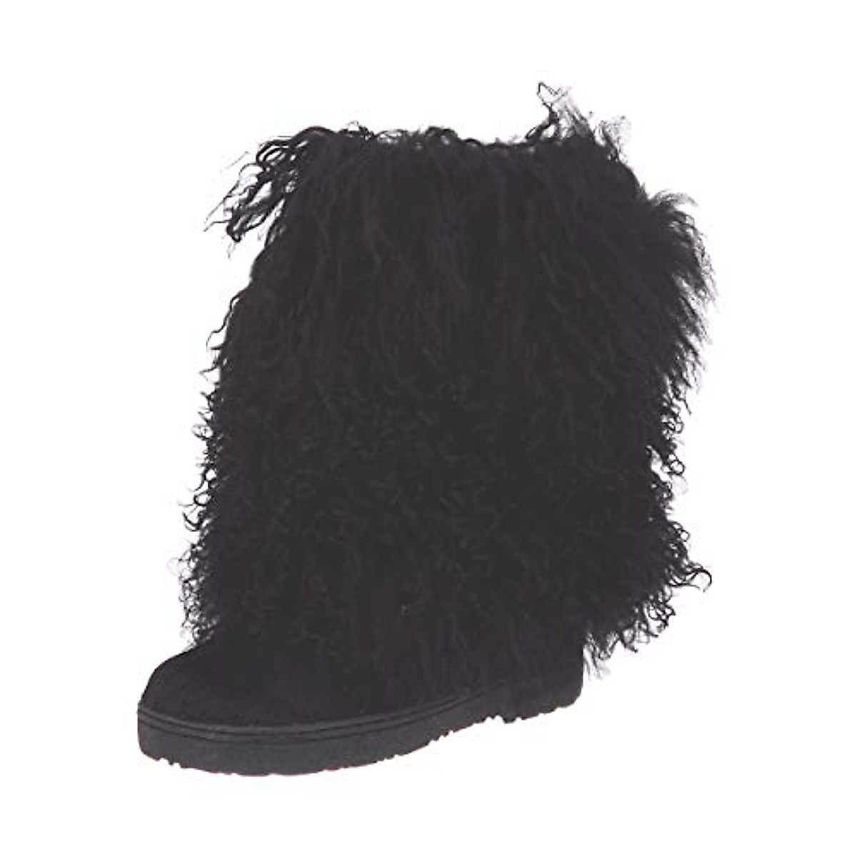 BEARPAW Women's Boetis Black Size 9 | Women's Boot Natural Fur | Women's Slip On Boot | Comfortable Winter Boot