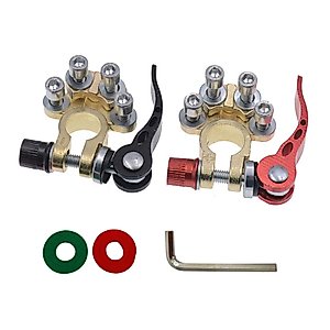 QODOLSI 2 PCS Cables Terminal Connectors Kit, Cables Terminal Connectors, 4 Way Quick Release Disconnect Terminals with Washers, for Marine Car Boat RV Cables Accessories (Multicolored)