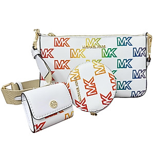 Michael Kors Jet Set Price Medium Crossbody W Tech Accessories Rainbow MK Logo