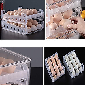 Keyii Egg Holder for Refrigerator, Pull Out Egg Refrigerator Drawer with Slide Design, Adjustable Egg Holder Storage Container for 36 Eggs (Z26HS49V17TI)