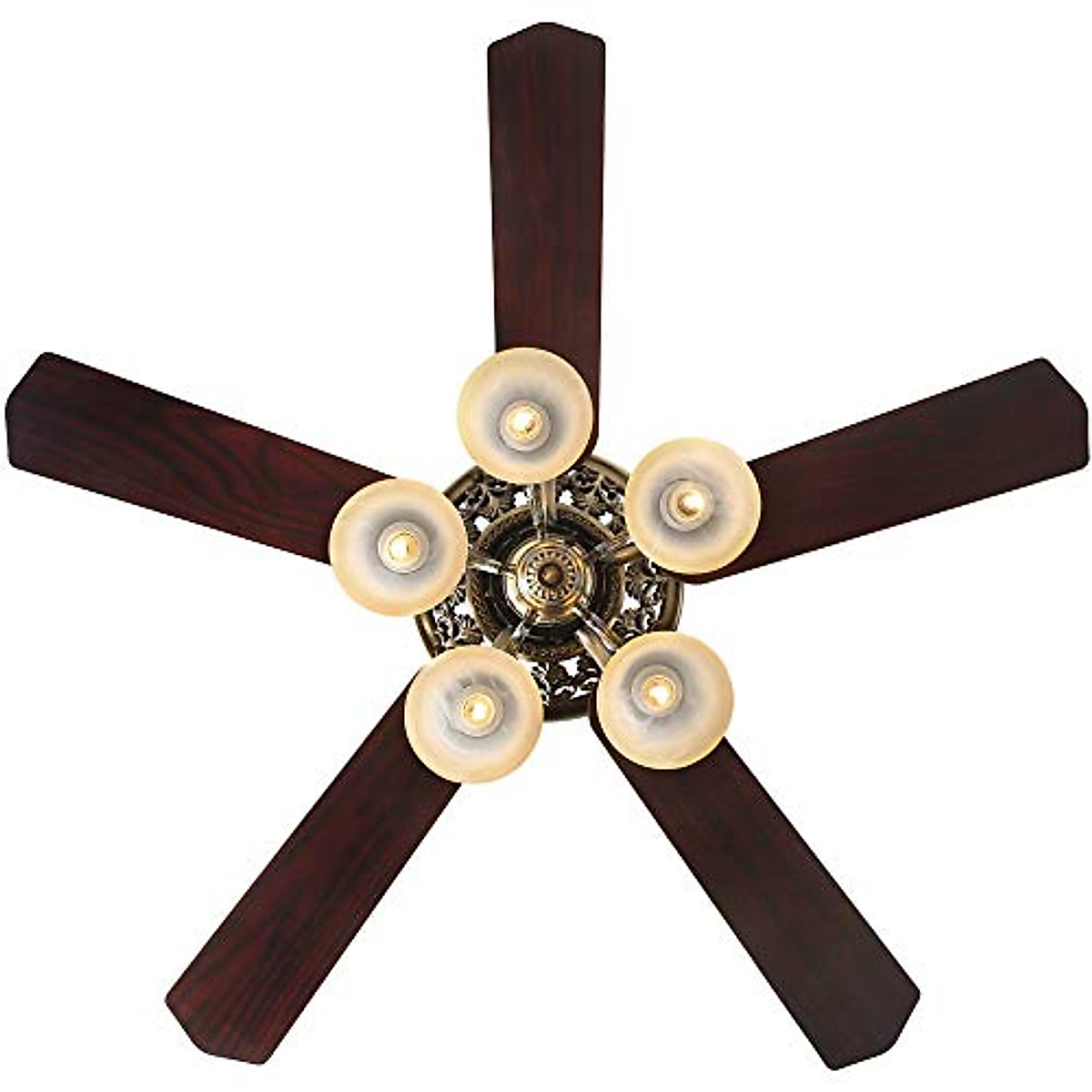 FINXIN Indoor Ceiling Fan Light Fixtures New Bronze Remote LED 52 Ceiling Fans For Bedroom,Living Room,Dining Room Including Motor,5-Light,5-Blades,Remote Switch