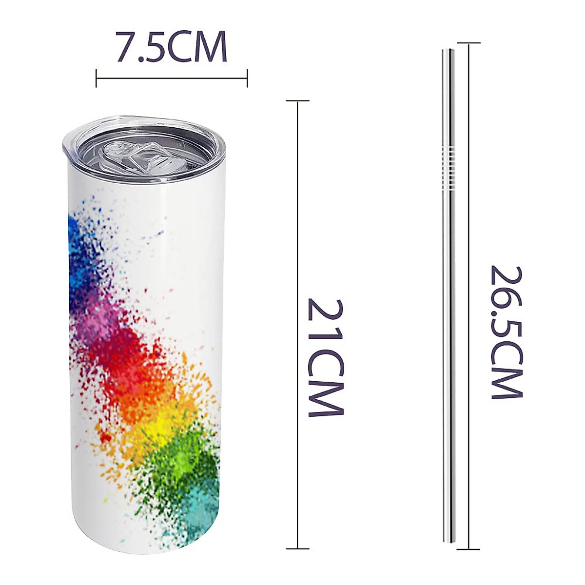 Lilsofee 25 Pack 20 oz Sublimation Tumblers with Lids and Straws Blank Stainless Steel Double Vacuum Metal Skinny Tumbler Heat Press Transfer Printing DIY Cups