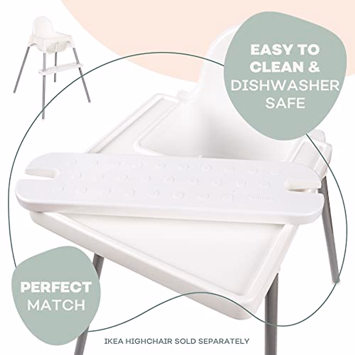 White IKEA High Chair Foot Rest Only - Bib Hook Included - Sits Flat - Compatible with Antilop Highchair - Adjustable & Dishwasher Safe - BLW Footrest Baby Led Weaning - Durable ABS Plastic 20" x 5"