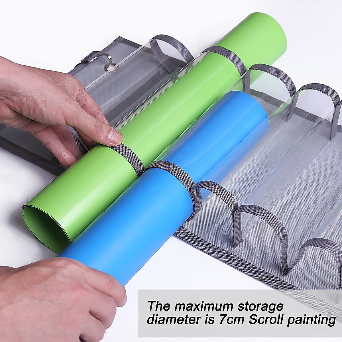 IRASPIN Vinyl Roll Holder, Vinyl Roll Storage Rack Wall Mount/Over The Door with14 Compartments,Safely Store Rolls up to 2.8 Inches in Diameter (2 Pack,Gray)