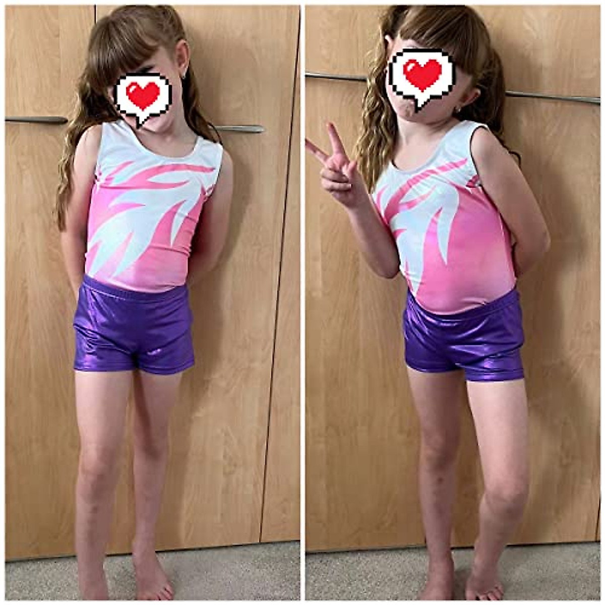 PythJooh Girls Dance Shorts, Little Girls Sparkle Glitter Gymnastics Shorts Metallic Athletic Dancewear Shorts 3-14 Years