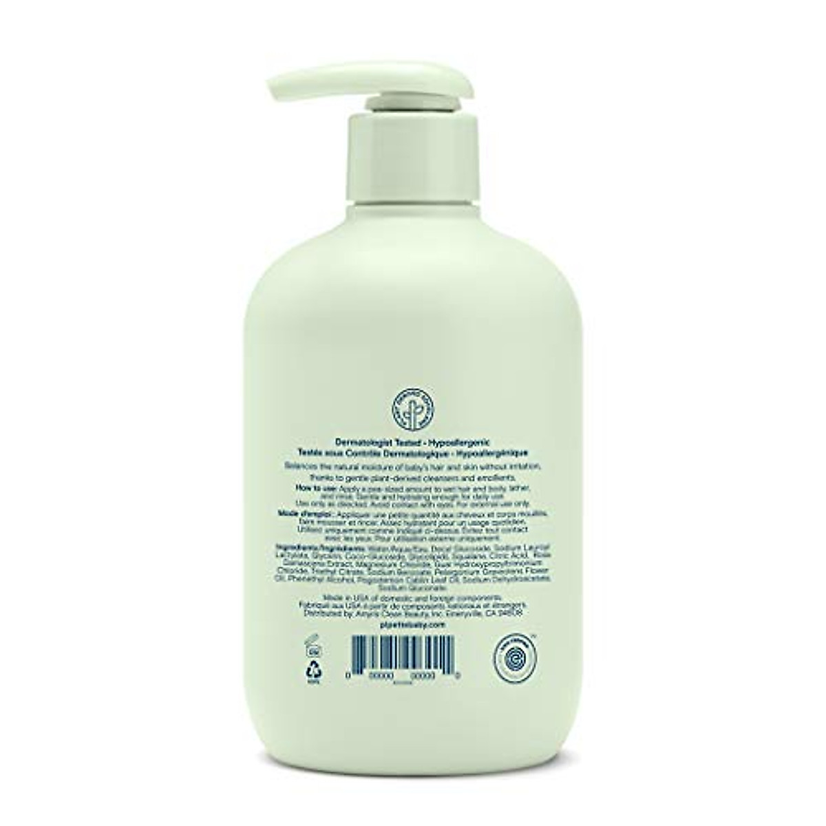 Pipette Baby Shampoo and Body Wash - Rose + Geranium, Tear-Free Bath Time, Hypoallergenic, Moisturizing Plant-Derived Squalane, Non-Toxic, Sulfate Free, 11.8 fl oz