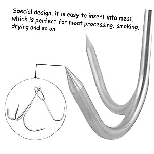 Levemolo 1pc Poultry Ham Practical Hanger S- Mutton Cooking Three Drying Useful for Use Kitchen Duck Hams Style Tools Prong Hook Home Shop Meat Grill Smoker Garden Professional Butcher