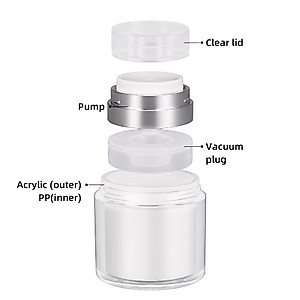 UMETASS 3 Pack 1 oz Airless Pump Jar, Refillable Cream Jar Vacuum Bottle Travel Size Empty Container for Cream and Lotion