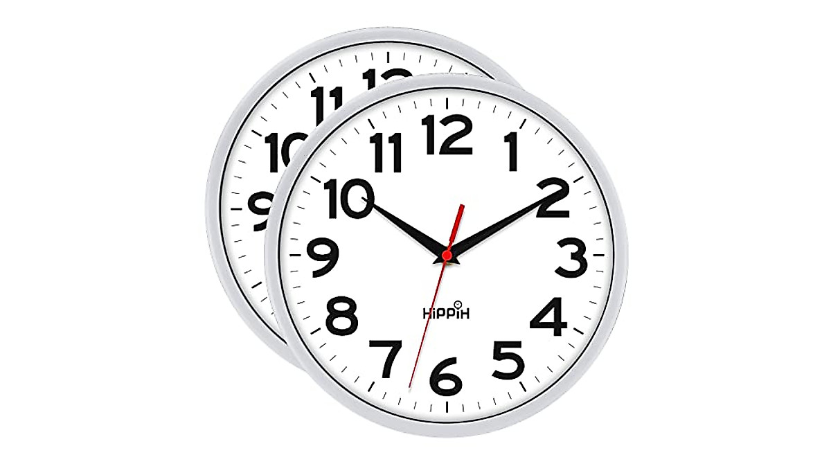 HIPPIH Wall Clock 2 Pack – Silent Modern 10-Inch Wall Clocks