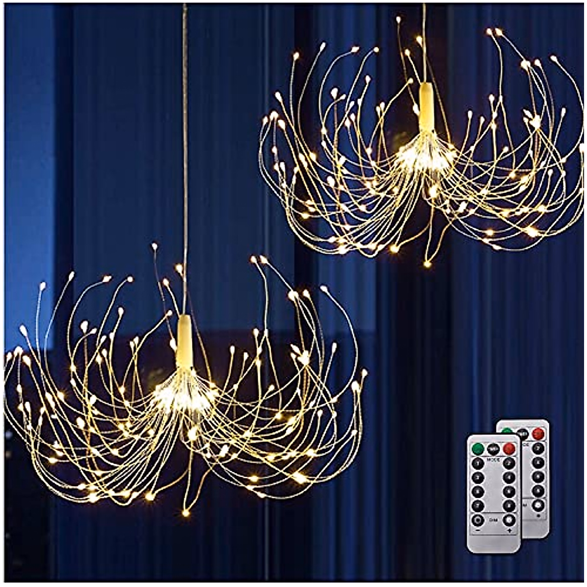 HEAGEERO Outdoor Battery Operated Chandelier 2 Pack,Firework Lights Starburst Light 180 LEDs,Ceiling Hanging Decorative for Party Christmas,Indoor Using