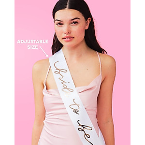 xo, Fetti Bride to Be Sash | Bachelorette Party Decorations White + Rose Gold, Bridal Shower Gift, Bridesmaid Favors