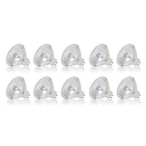 Simba Lighting Halogen MR16 20W 12V Light Bulbs (10 Pack) for Landscape, Track Lights, Fiber Optics, Desk Lamps, BAB C Spotlights with Glass Cover, GU5.3 Bi Pin Base, 2700K Warm White Dimmable