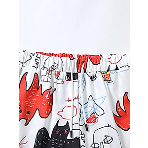 SOLY HUX Men's Cartoon Print Elastic High Waisted Casual Summer Shorts White M