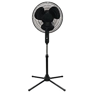 EZ-CHILL 16” Oscillating Pedestal Fan, 3-speed Options, 90-Degree Oscillating Head, Adjustable Height and Tilt, Powerful Air Flow, Black, MTFS-16B-BLK