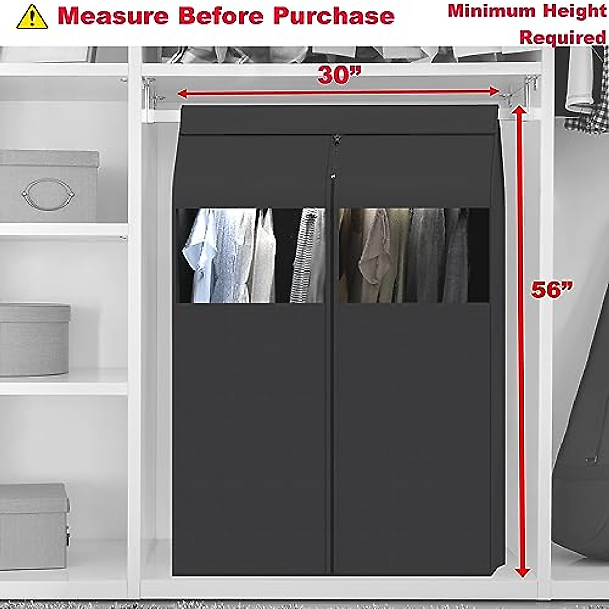 SimpleHouseware Garment Covers for Clothes Rack/Closet/Hanging Clothes, Enclosed Clear Window, Dark Grey