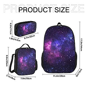 KXZOYLM Galaxy Backpacks Outer Space Backpack 3 Pieces Sets Space Backpack with Lunch Box And Pencil Case Casual Planet Shoulder Bag for Boys Girls Teens Men Women
