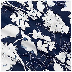 Lauren Ralph Lauren Navy Blue Floral Reese Full Queen 3 pc Duvet Cover Set Shams Grey White