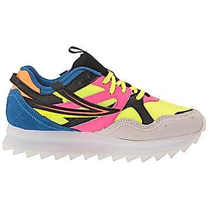 FILA Women's Sandenal Orbit Sneaker, Safety Yellow/Knockout Pink/Electric Blue, 5.5