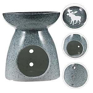 Healifty 1pc Meditation Room Decor Office Decoration Aroma Heating Holder Elk Pattern Incense Stove Lantern Decorative Lantern Candle Holder Ceramic Incense Stove Aroma Oil Burner