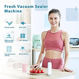 Handheld Vacuum Sealer, Cheweetty 3 In 1 Mini Bag Sealer Heat Seal with Cutter/Electric Ball Pump with Needle and Nozzle for Football Basketball Balloon/Portable Hand Vacuum Machine for Food Saver