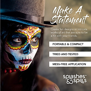 Water Activated SFX Face and Body Paint - Black Face Paint, Special Effects Makeup 18g Cake Tub - Pretend Costume and Dress Up Makeup - Great For Halloween Party and Cosplay by Splashes & Spills