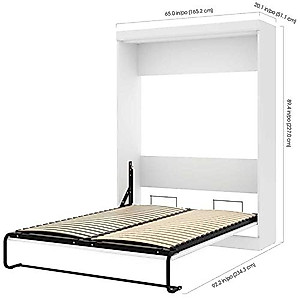 Pemberly Row Edgar Easy-Lift Dual Piston Queen Size Murphy Wall Bed in White