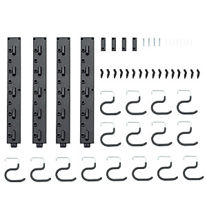 WellMade 64'' Adjustable Garden Tool Organizer, Garage Storage System Hooks, Wall Mount Tool Organization, Yard Tool Storage Rack, Shovel Broom Rake Holder, Black