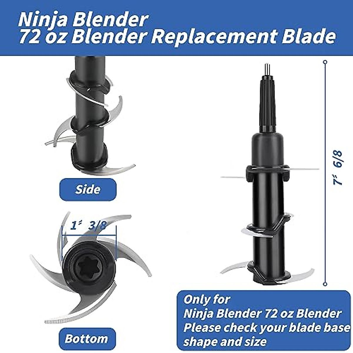 TAEYONK Ninja Blender Blade Replacement, Ninja Blender Replacement Parts Fit for Ninja 72 Oz Pitcher, Blender 6 Blades Replacement for Ninja Blender Kitchen System 1100W BL500 BL660C BL700 BL740 BL642