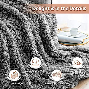 Sivio Weighted Blanket for Adults, 15 Pounds Plush Shaggy Heavy Blanket Reversible, Super Soft Cozy Sherpa Weighted Blanket Full Size for Men Women Deep Sleep and Calm, 48"x72", Grey