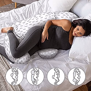 Boppy Full Body Side Sleeper Pillow, Mirage White and Gray, Versatile All-Around Body Comfort for Pregnancy and Postpartum, Flex-Support Technology for Sleeping and Sitting