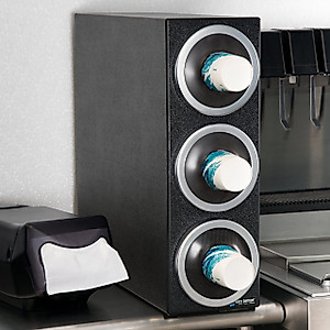 San Jamar Ez-Fit Cup Dispenser Cabinet with 3 Tiers for Restaurants, Dining Halls, and Fast Food, Plastic, 22.375 x 7.75 x 23.75 Inches, Silver