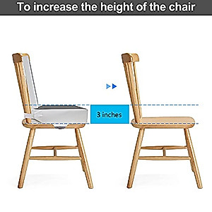 Kalawen Toddler Booster Seat Cushion upgrade, PU Washable 2 Straps Safety Buckle Kids Booster Seat for Dining Table, Portable Travel Increasing Cushion for Chair