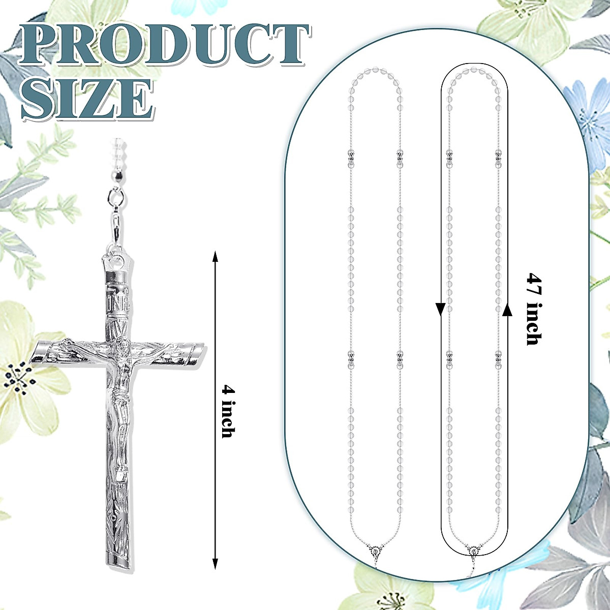 Nosiny Lazo De Boda Wedding Lasso Handcrafted Lazo Para Boda Catolica Recuerdos De Boda Crystal Wedding Rosary Lasso for Wedding Ceremony(Silver)