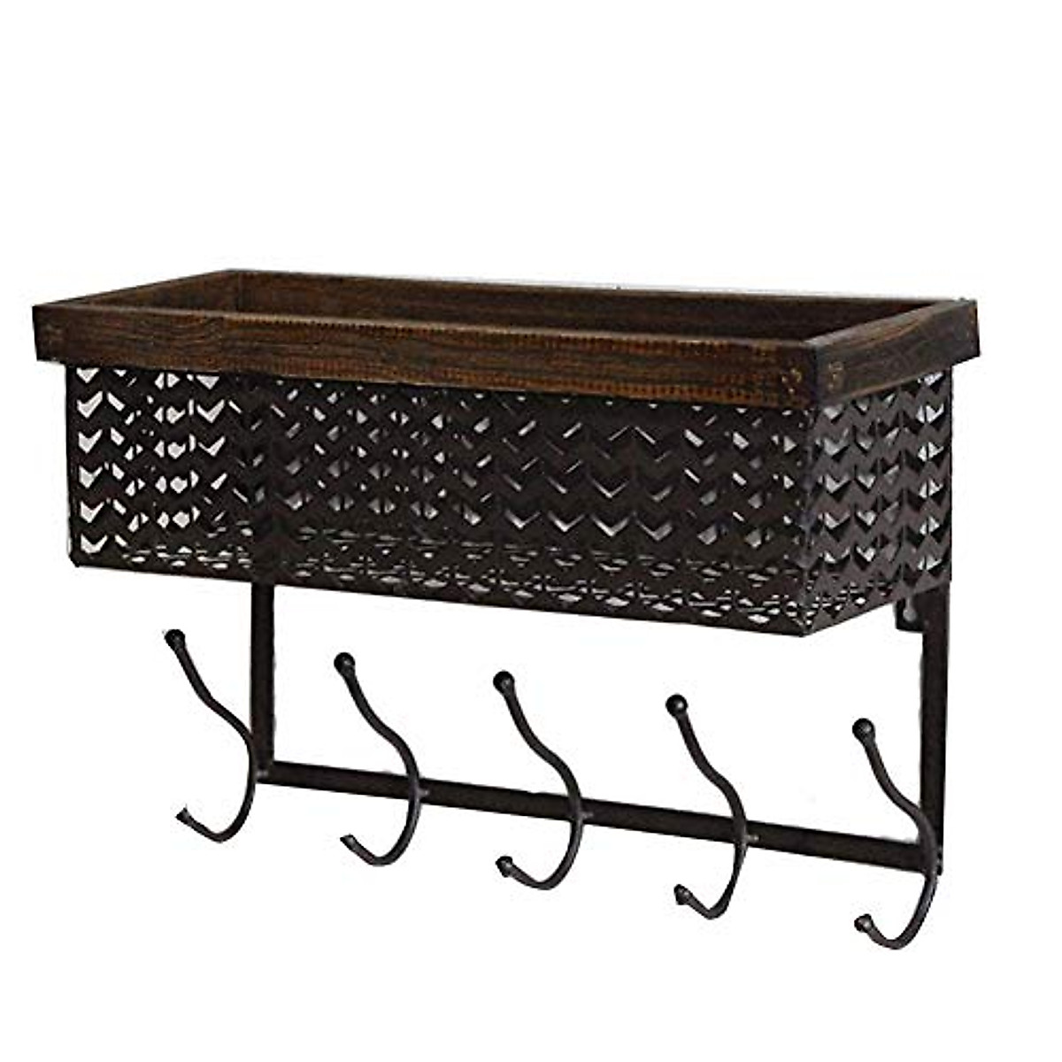 PIBM Stylish Simplicity Shelf Wall Mounted Floating Rack Shelves American Style Industrial Wind Iron Art Hook up Key Cafe Shop Storage,, 48.5x18x33cm