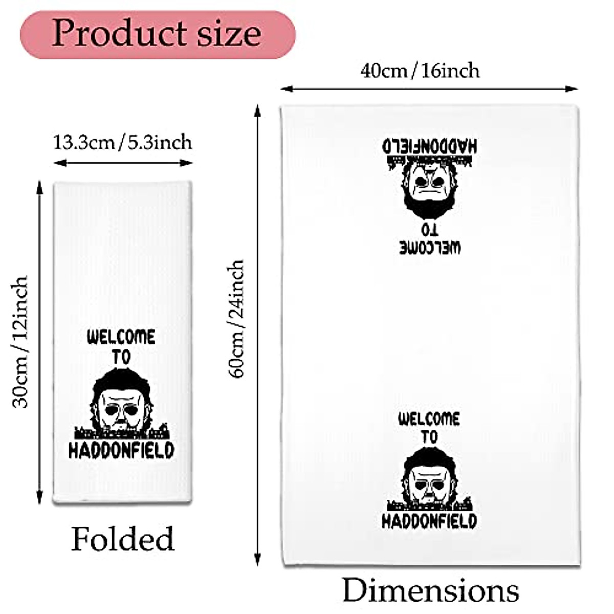 Hafhue Welcome to Haddonfield Funny Halloween Kitchen Towel Gift for Women Sisters Friends Mom Aunts, Housewarming Gift for Women Hostess, New Home Gift for Women, Hostess Gifts