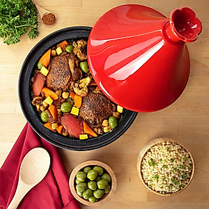Xgxoz Tagine Cast Iron 4 Qt Cooker Pot Tajine Cooking Enameled Ceramic Lid- 500 F Oven Safe Dish W Large Capacity Cone Shaped Lid High Quality Cookware Gift