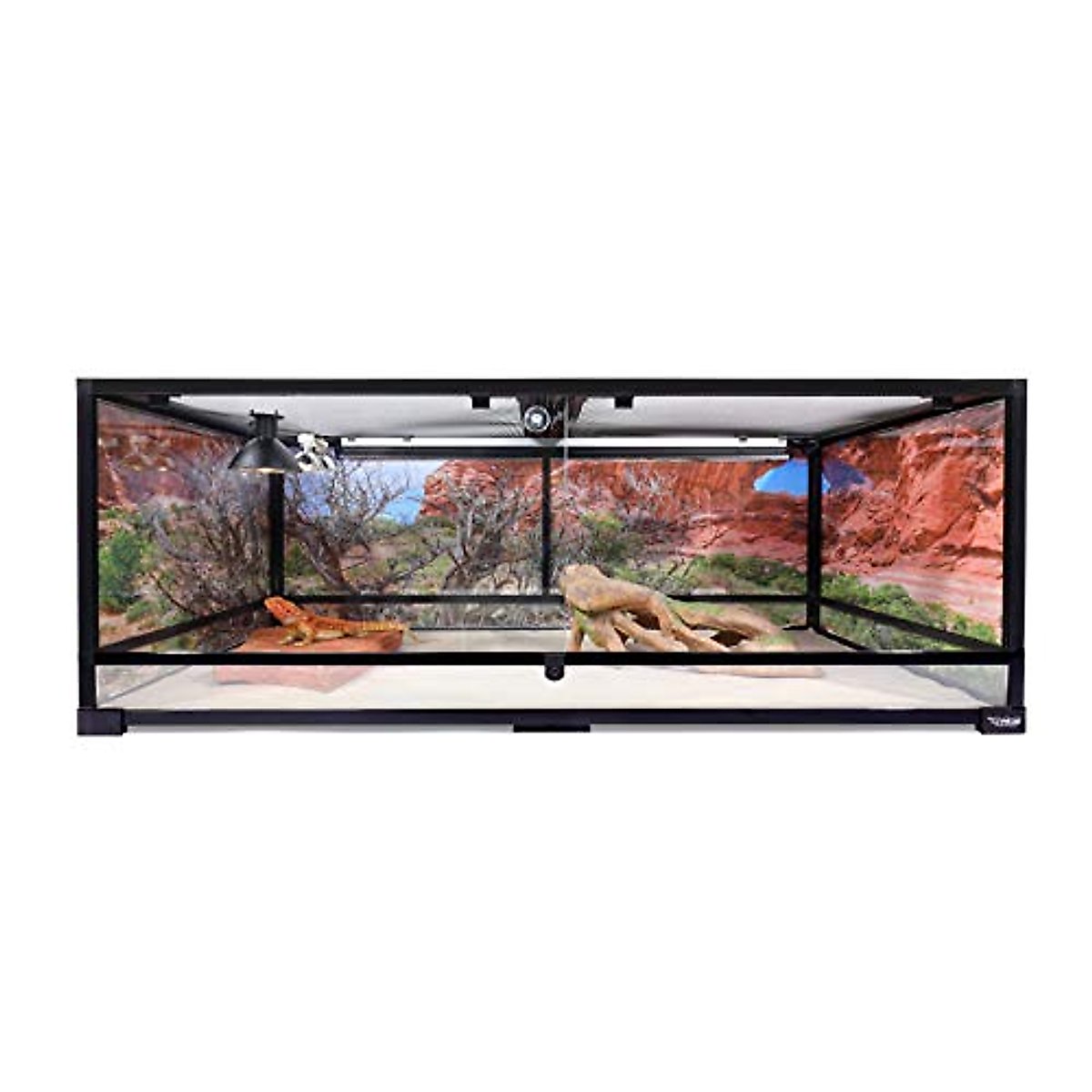Reptile Habitat Background; Double Arch with Tree, for 36Lx18Wx18H Terrarium, 3-Sided Wraparound