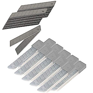 Wideskall® 100 Pcs Snap Off 18mm 4" Cutter Utility Knife Replacement Blades Refill Blade Case