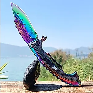 Vividstill Pocket Knife for Men, Cool Rainbow Folding Knife With 3D Mermaid, Great Gift Edc Knife For Men Outdoor Survival Camping Hiking（rainbow）