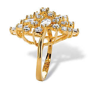 PalmBeach Yellow Gold-Plated Marquise Cut Cubic Zirconia Flower Ring Sizes 6-10 Size 6