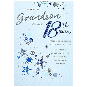 Regal Publishing Modern Milestone Age Birthday Card 18th Grandson - 9 x 6 inches -