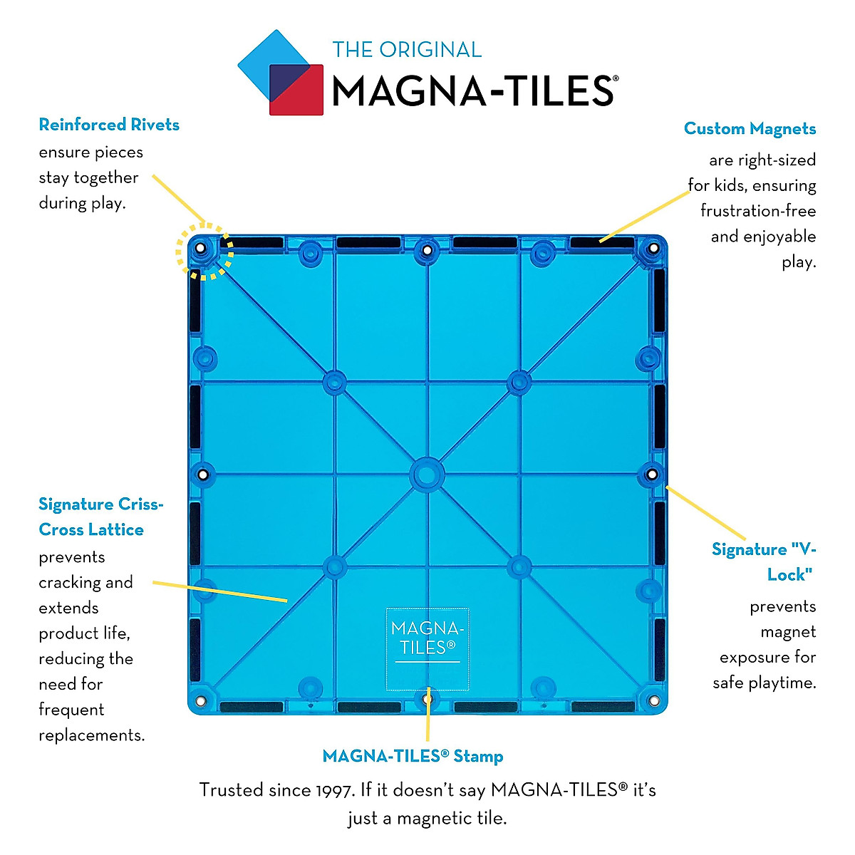 MAGNA-TILES Classic 100-Piece Magnetic Construction Set, The ORIGINAL Magnetic Building Brand