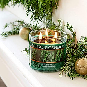 Village Candle Balsam Fir 17 oz Glass Bowl Scented Candle, Medium,Green