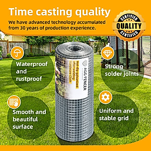 AggFencer 48in x 50ft Hardware Cloth 1/2 inch 19Ga Hot Dipped Galvanized After Welding, Chicken Coop Wire Fence, Garden Plant Welded Metal Wire Fencing Roll Mesh, Poultry Animal Netting Cage Screen