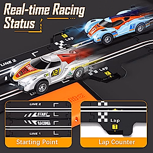 Electric Slot Car Race Track Sets for Boys 6+ Year Old, 4 Slot Cars 1:43 Scale with Headlights, 2 Loops, Lap Counter, 2 Controllers, Dual Racing 2 Player Game, Gifts Toys for Boy Kids Age 6 7 8-12