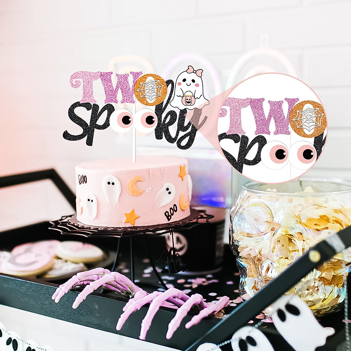 Girls Halloween 2nd Birthday Party Decor, Halloween Two Spooky Banner Cute Ghost Cake Topper Balloons for Halloween Theme Little Boo Second Birthday Happy Boo Day Boo Im Two Baby Shower Party Supplies