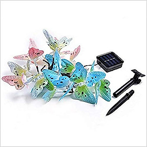 HGKFJH Solar 20 Light Fiber Butterfly Light Control LED Light String Lantern Garden Home Decoration Light